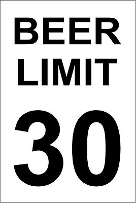 *Aluminum* Beer Limit 30 8 x 12 Metal Novelty Sign s602 | eBay