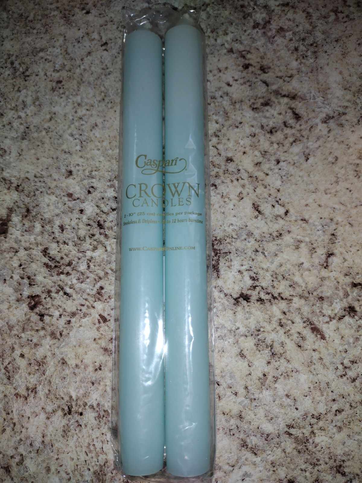 Caspari 10-Inch Crown Taper Candles, Aqua Set of 2 #001 Made in Hungary ...