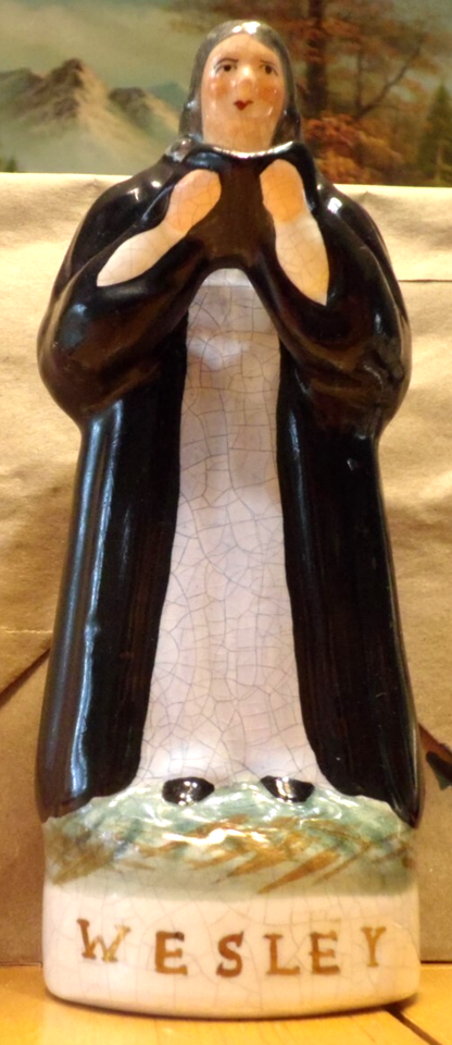 Antique Staffordshire Rev. JOHN WESLEY Figurine reading Bible - 7" tall ...