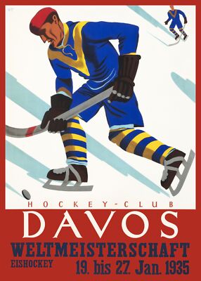 Decorative POSTER.Home room Interior art design.Davos Hockey.Ski resort ...