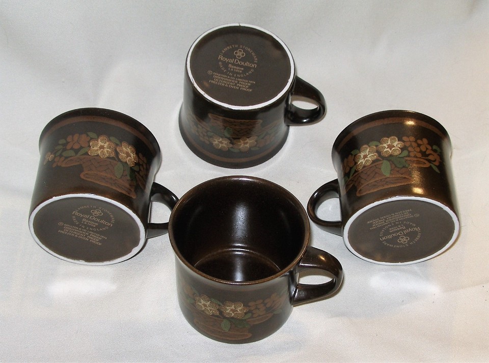 4 ~ Vintage ROYAL DOULTON Made In England ~ BASQUE ~ COFFEE CUPS ~ New ...