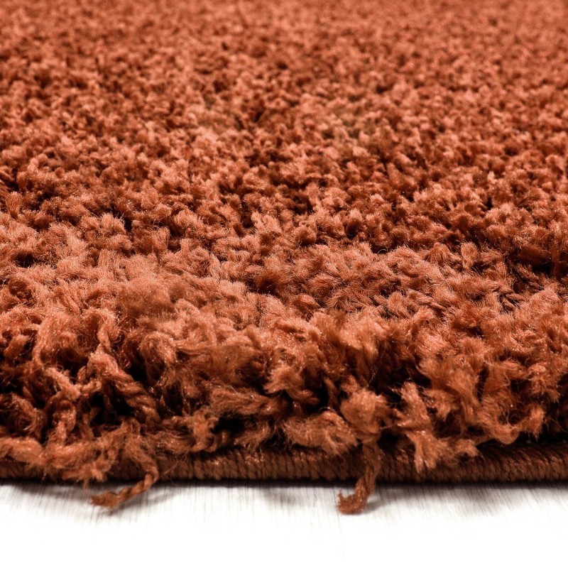 Deep Pile Shaggy Rug Modern Terracotta Soft Fluffy Large Small Living ...