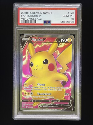 Pokemon Pikachu V Full Art FA Vivid Voltage 170/185 Card PSA 10 Gem ...