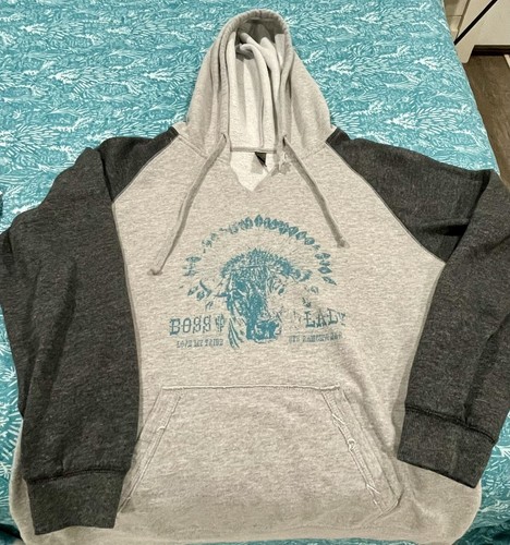 sts Ranchwear Women’s Hoodie “Boss Lady Love My Tribe” With Cow In ...