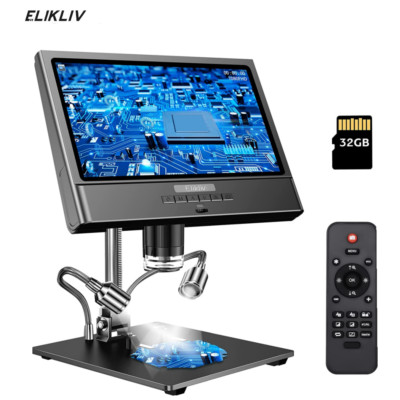Elikliv Digital Microscope 10'' Screen 1300X Camera Soldering ...