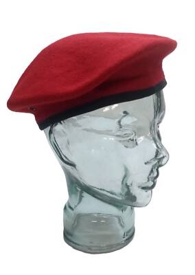 Rouge Army Béret Goldings GB Motif Laine / Soyeux Doublure & Petersham ...