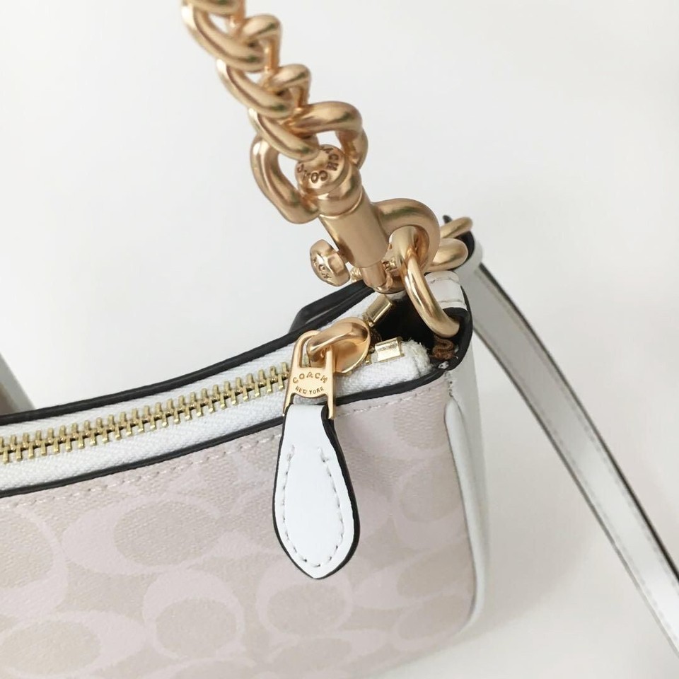COACH Teri 2Way Shoulder Bag Signature Coated Canvas White CA548 outlet ...