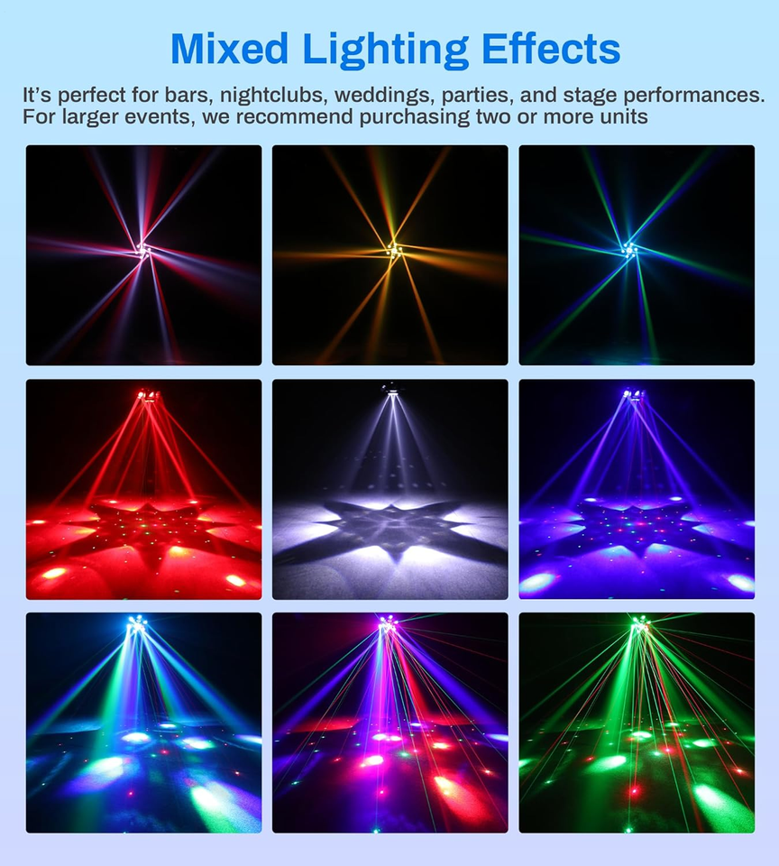 6 Arms Bee Eye LED Laser Beam Moving Head Light DJ Lights DMX Stage ...
