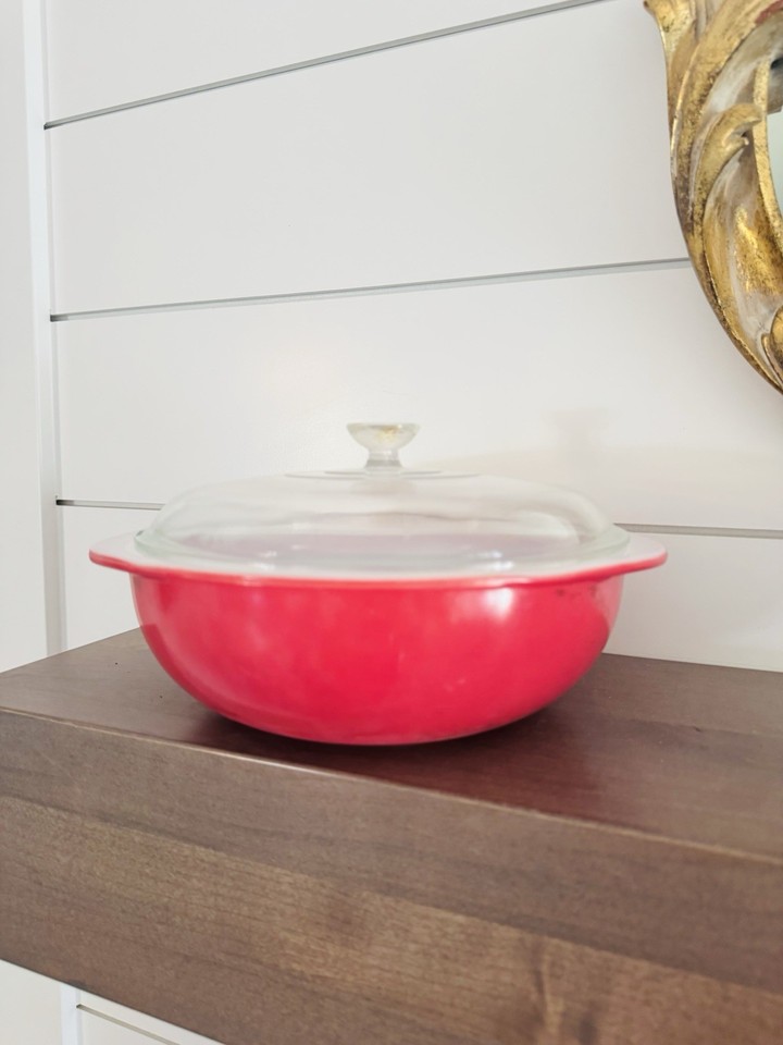 1952 Vintage Pyrex 2qt Round Casserole #024 Pink Flamingo W/ Lid 624C ...