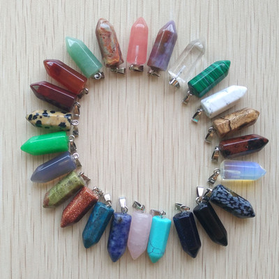 Fashion Assorted Natural Stone Pendulum Mixed Pillar Pendant 24pcs/lot Wholesale | eBay