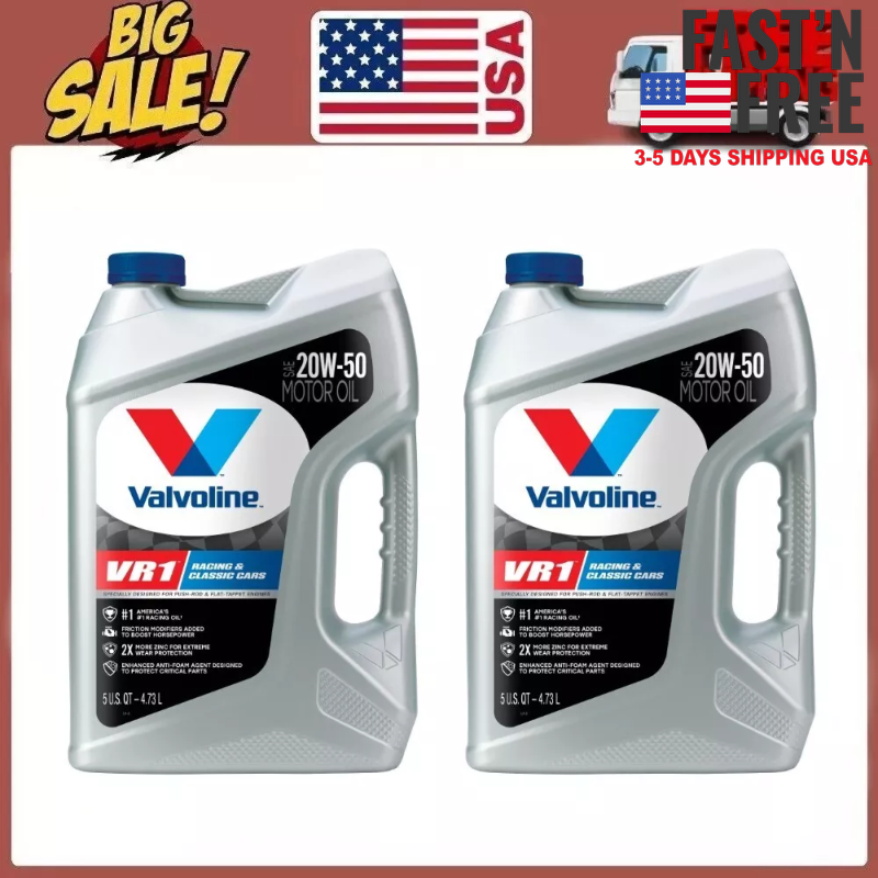 🔥COMBO 2 PACK🔥 Valvoline VR1 Racing Motor Oil SAE 20W-50, 5 Qt, NEW USA ...