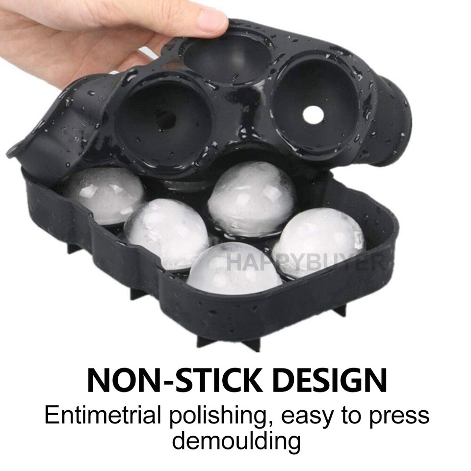 Large Ice Cube Tray Ball Maker Big Silicone Mold Sphere Whiskey Round ...