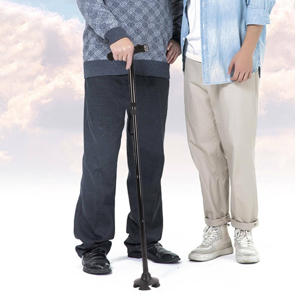 FOLDABLE WALKING STICK WITH LED LIGHT DISABILITY ALUMINIUM HEAVY DUTY ...