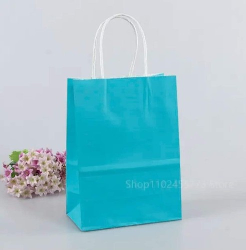 Paper Bags With Twist Handles Ribbed Carrier Bags Packing Handbag 36pcs ...