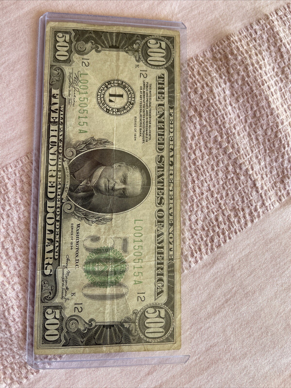 Five Hundred Dollar Bill 🔥 $500 🔥 Federal Reserve Note 1934 A ...