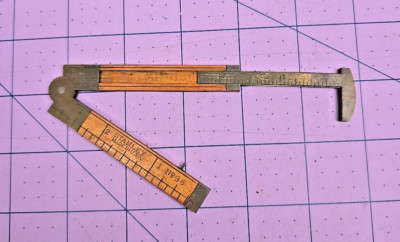 Vintage Stanley No 36 Folding Ruler Caliper Wood Brass 6" USA Tool Rule ...