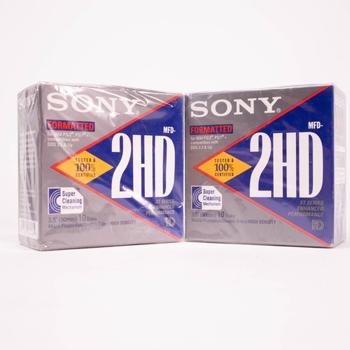 Sony 2HD IBM Formatted HD Diskettes 3.5" 1.44MB, 10MFD-2HD New 2 packs ...