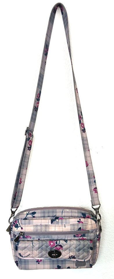 LUG Switch Convertible Crossbody/Waist Bag Plaid Floral Gray Pink Turn ...