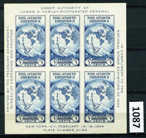 Dealer Dave Stamps #735 1934 NATIONAL STAMP EXHIBITION BYRD SOUVENIR ...