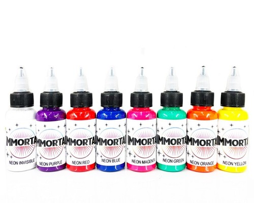 IMMORTAL NEON 8 COLOR SET 1-oz UV Black Light Tattoo Ink | eBay