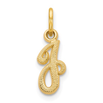 Real 14kt Yellow Gold Script Letter J Initial Charm | eBay