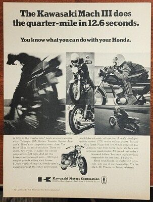 1970 Kawasaki Mach III Motorcycle Print Ad | eBay