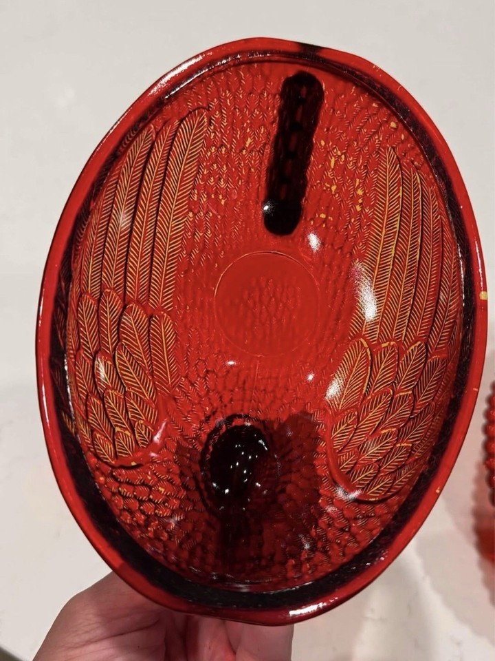 Vintage Indiana Glass Ruby Red Hen on Nest Covered Dish ~ 7” Candy Dish ...