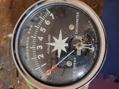 Vintage AIRGUIDE Marine Tachometer and harness Black & White face ...