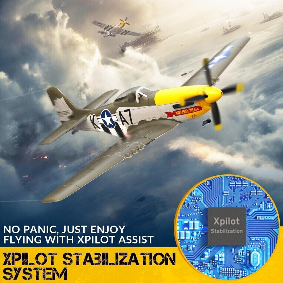 VOLANTEX P51D Mustang RC Plane 2.4G 4CH Aerobatics RTF Brushless Motor ...