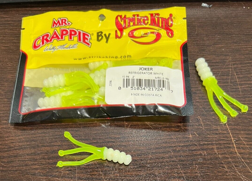 15 PK STRIKE KING MR CAPPIE 2" 'JOKER' REFRIGERATOR WHITE CRAPPIE BAIT ...