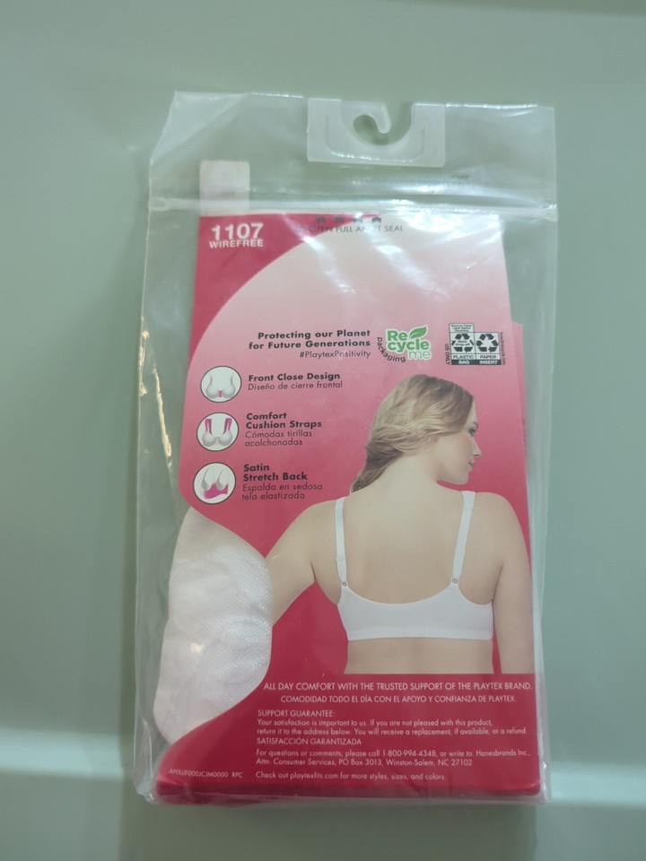 Playtex Just My Size Easy-On Front Close Wirefree Bra 1107 White 42C | eBay