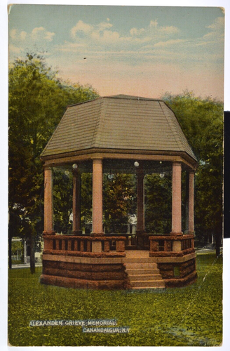 c1914 - Alexander Grieve Memorial, Canandaigua, NY - Antique Postcard ...