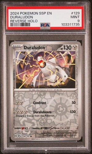 2024 Pokémon SSP EN-SURGING SPARKS DURALUDON REVERSE HOLO #129 PSA Mint ...