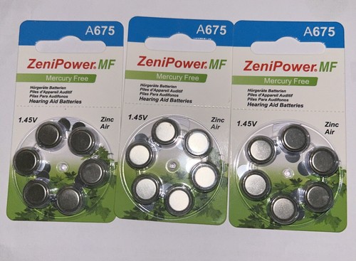 Hearing aid batteries button cell. 20 packs of 6. A675. 1.45V ...