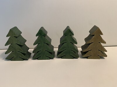 German Waldorf (?) carved wooden fir Christmas trees. Lot of 4, 3” | eBay