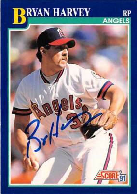 Bryan Harvey autographed baseball card (California Angels) 1991 Score ...
