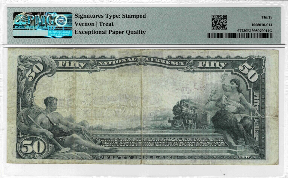 1902 $50 National Bank 'Plain Back' note (Houston,TX) Ch#9353--PMG VF ...