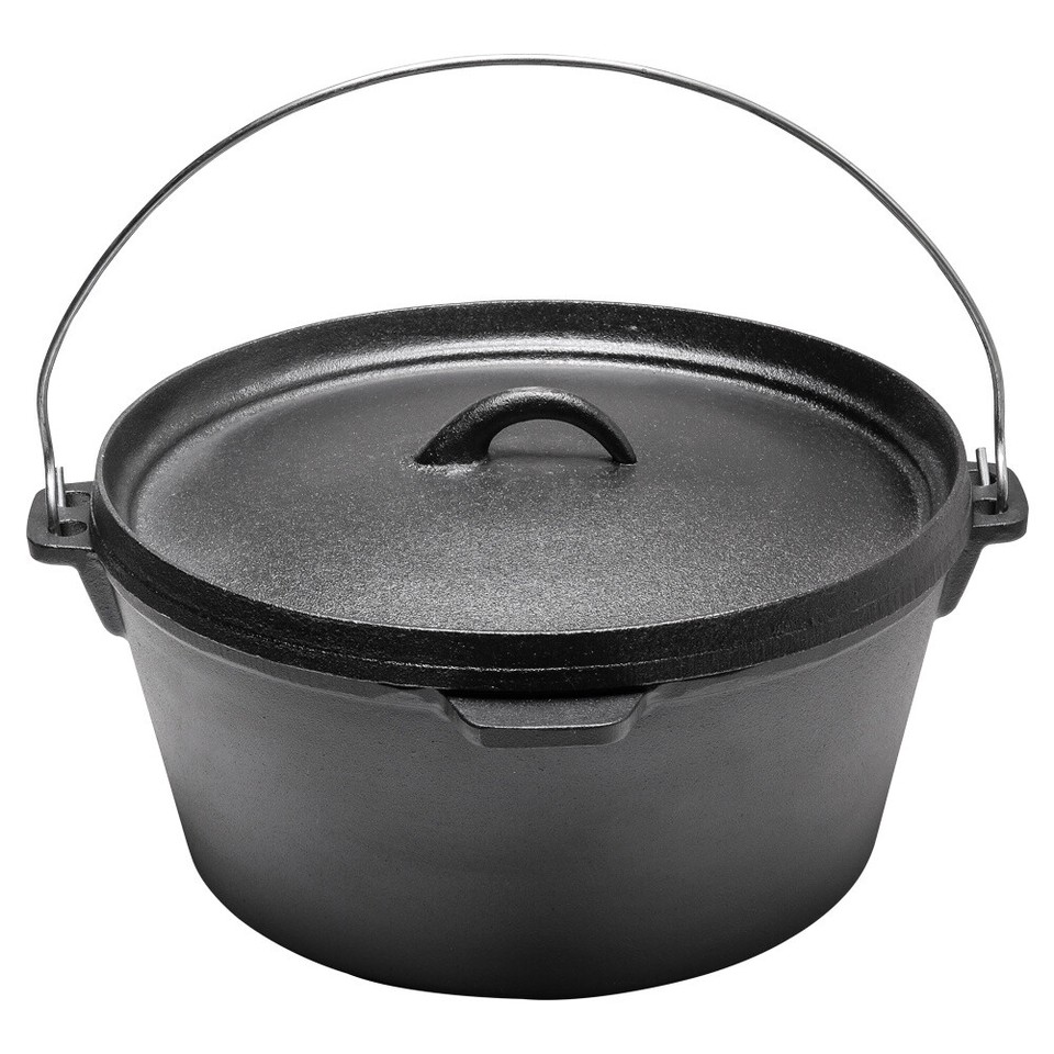6L Cast Iron Potjie Dish Pot Pan Cooking Camping Stew Dutch Oven ...