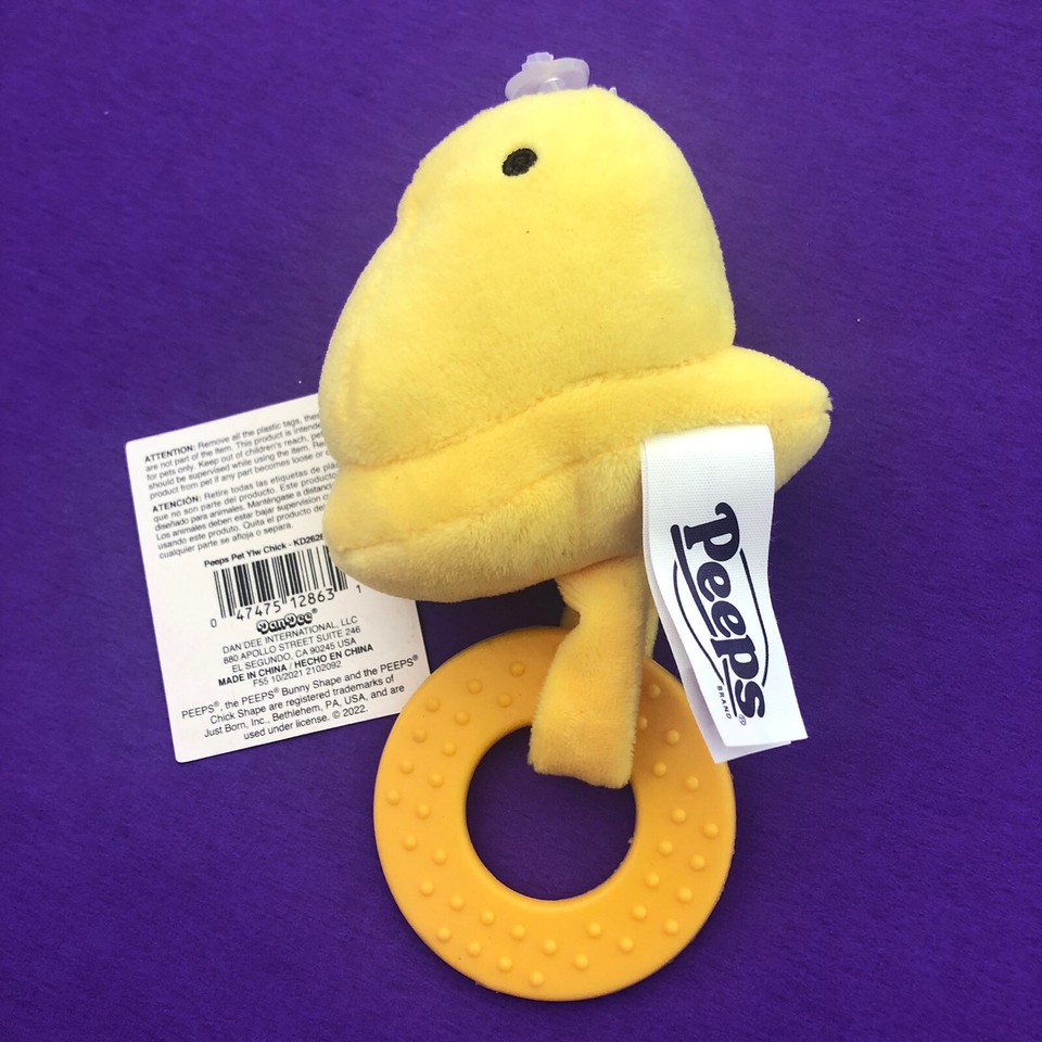 Peeps Easter Yellow Peep Dog Pet Toy Squeaker Ring Plush SALE ...