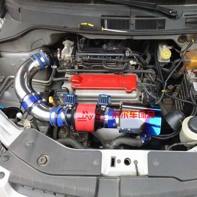 2.5" -5" Blue Stainless Air Intake Filter Cover Shields Engine ...