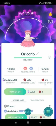 Pokemon Shiny Oricorio (Pa'u Style) GO -TRA'DE 20k Or 1 Mill Dust ...