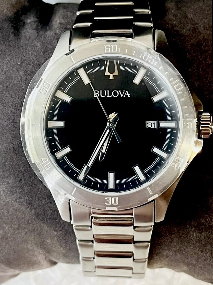 Bulova Men’s Marine Star 96B377 Chronograph Watch Silver-Tone 45mm NWT ...