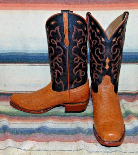 Mens Rujo The Gavin Brown Full Quill Ostrich Cowboy Boots 10 D New in ...