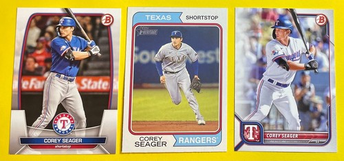 COREY SEAGER, Texas Rangers 3-card lot, 4X All-Star, 2020 World Series ...