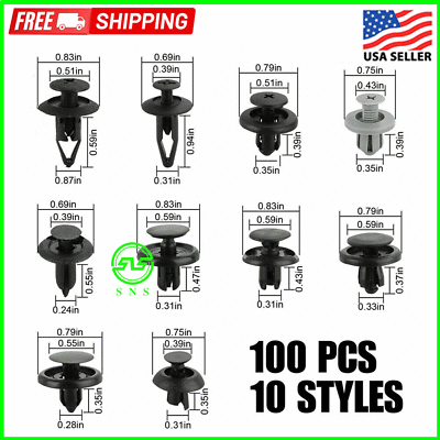 100PACK Bumper Clips Retainer Rivet FENDER TRIM Car Auto Push Pin ...