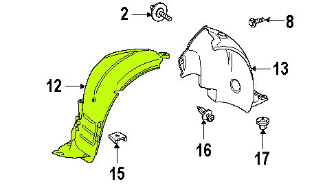 Mercedes CL Class OEM Fender Liner Splash Guard 2166901030 Front Right ...