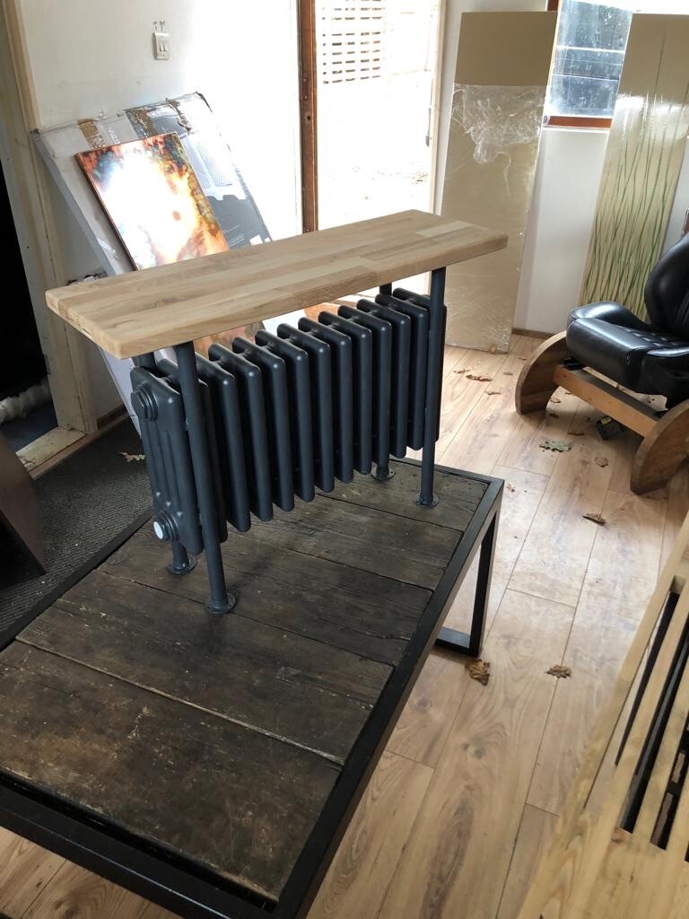 Black Column Designer bench Radiator Oak top 550/750/240 2800 BTU | eBay