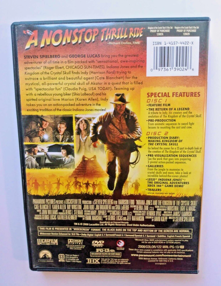 Indiana Jones & The Kingdom Of The Crystal Skull 2008 Widescreen 2 Disc ...