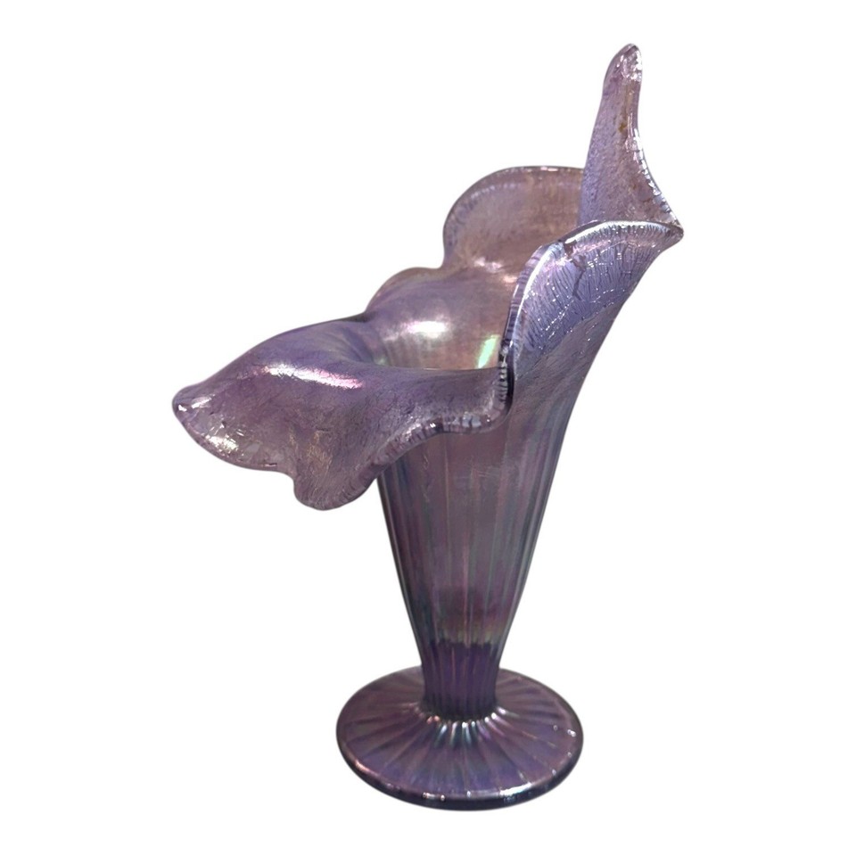 Vintage Fenton iridescent purple violet JACK in the PULPIT vase 7" x 5 ...