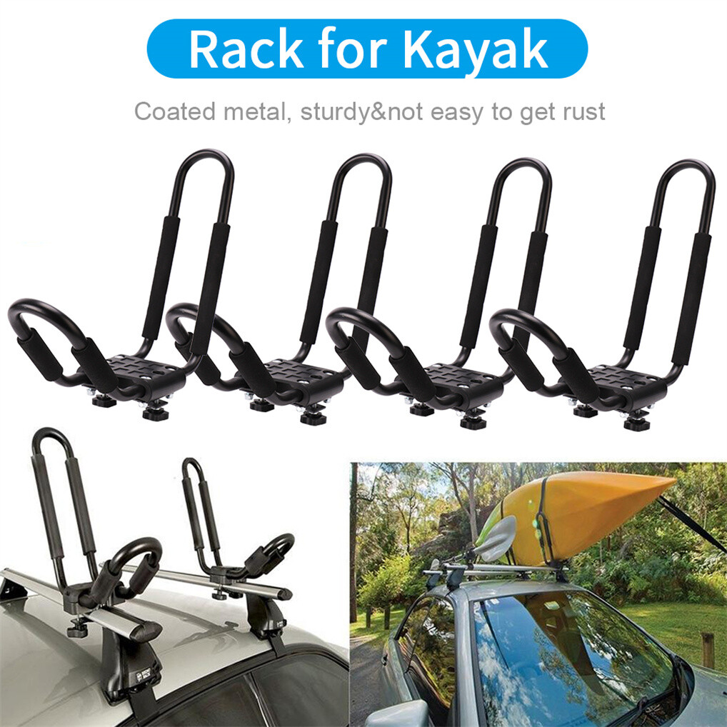 4 Bilateral Kayaks Roof Racks Carrier Canoe Holder Universal J-Bar w ...